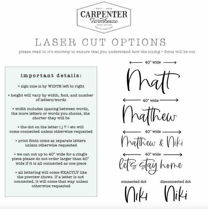 Personalized Custom Name Wood Sign in 27 Fonts – Carpenter Farmhouse