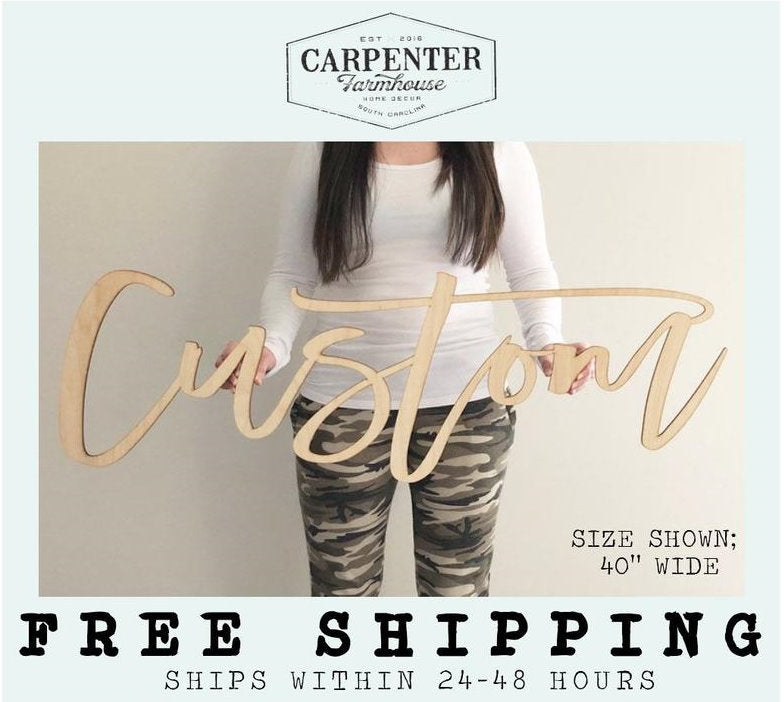 Personalized Custom Name Wood Sign in 27 Fonts – Carpenter Farmhouse