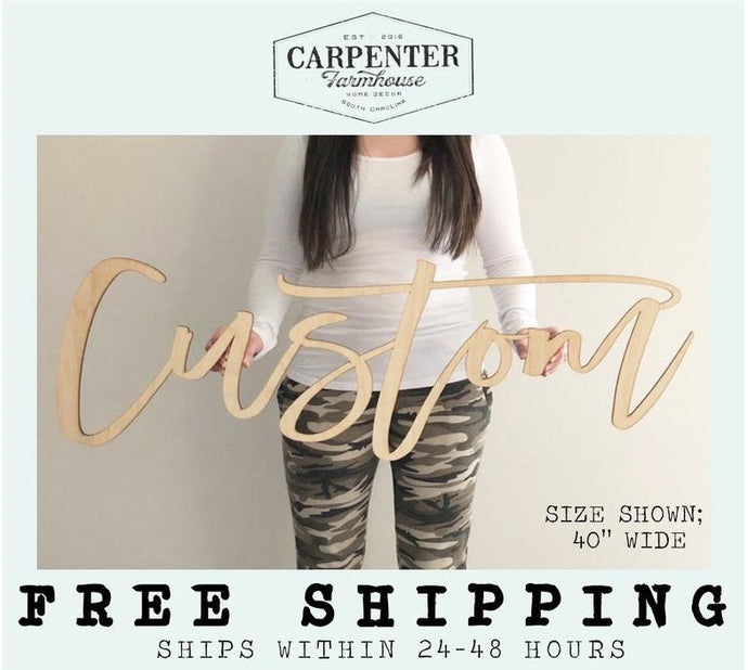Personalized Custom Name Wood Sign in 27 Fonts – Carpenter Farmhouse