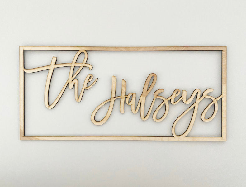 Custom Last Name Wooden Cutout – Carpenter Farmhouse
